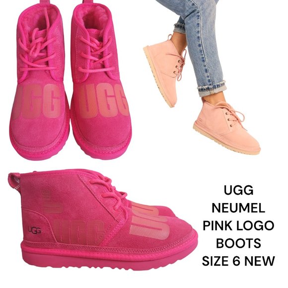 UGG | Shoes | Womens Pink Ugg Neumel Logo Front Boots Size 6 New | Poshmark